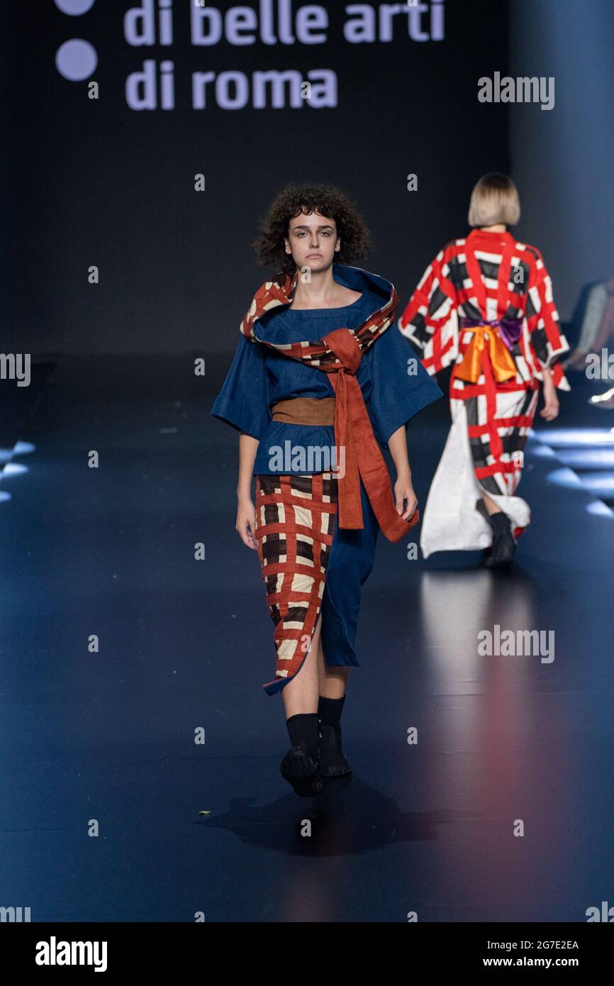 Roma - Models catwalk in Cinecittà Studios for AltaRoma 2021 Stock ...