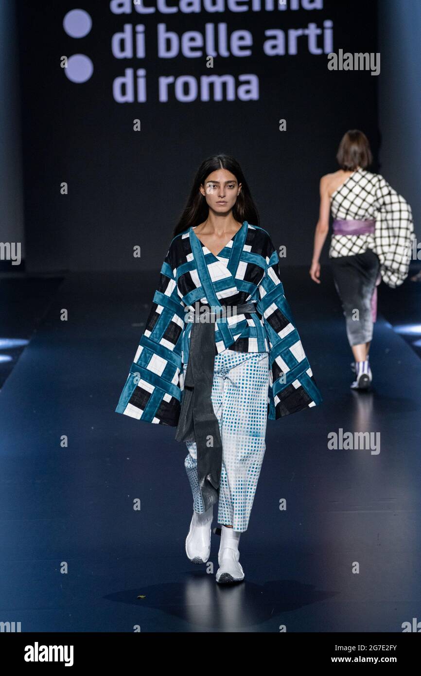 Roma - Models catwalk in Cinecittà Studios for AltaRoma 2021 Stock ...