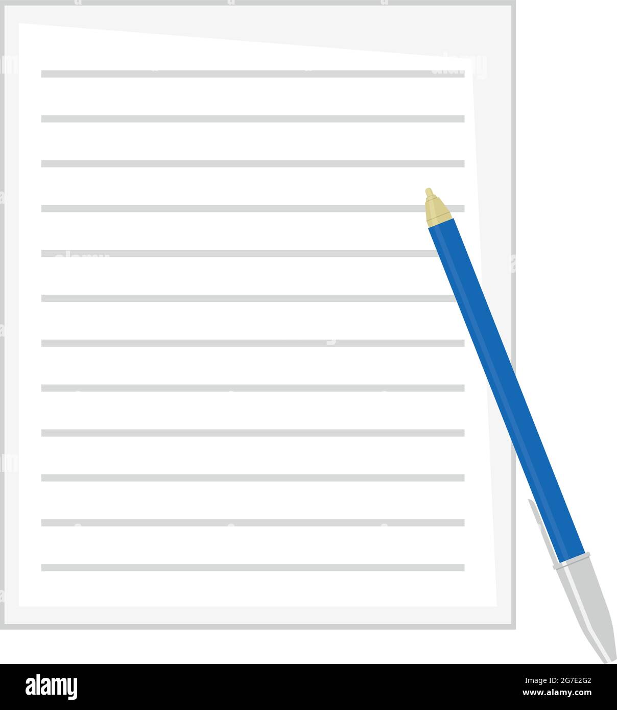 Vector illustration of a sheet of paper and a pen Stock Vector Image ...