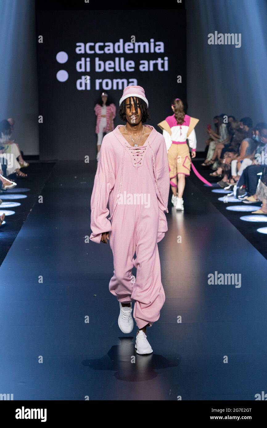 Roma - Models catwalk in Cinecittà Studios for AltaRoma 2021 Stock ...