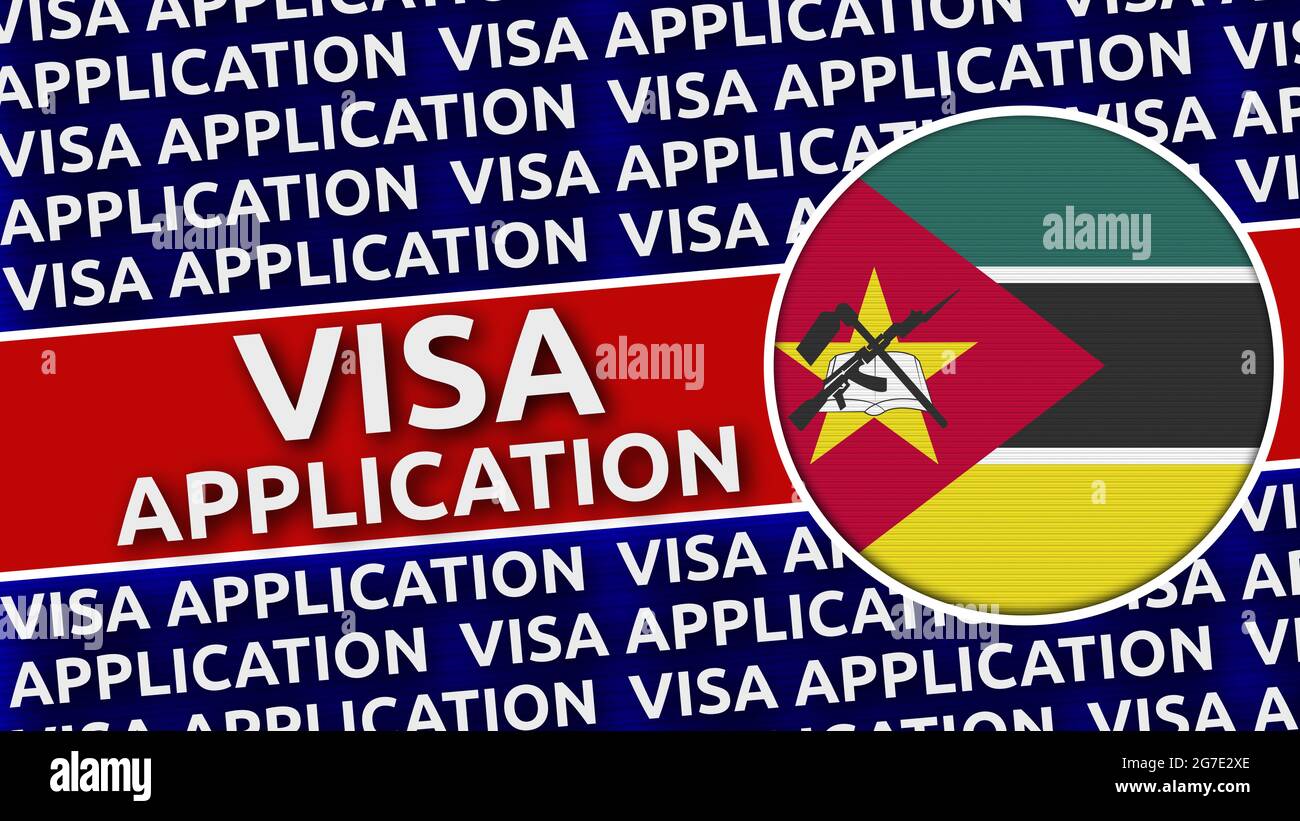 Mozambique Circular Flag with Visa Application Titles - 3D Illustration Stock Photo - Alamy
