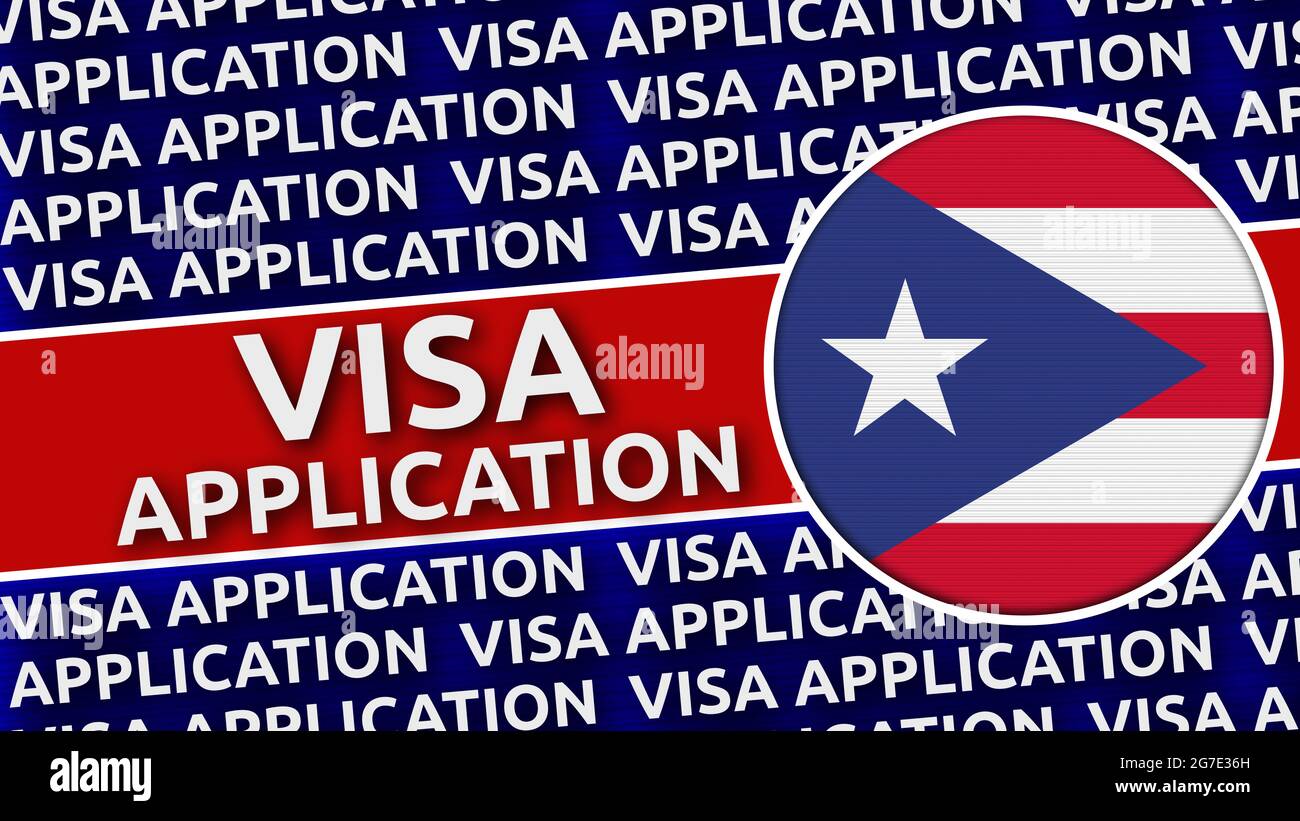 Puerto Rico Circular Flag with Visa Application Titles - 3D ...