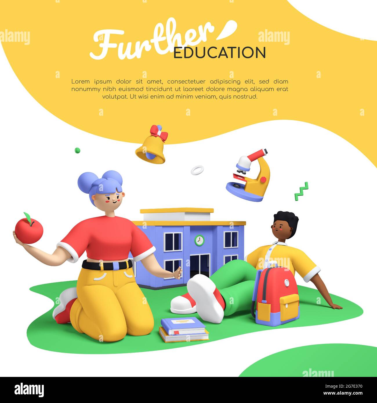 Further education - colorful 3D style banner with place for your text ...