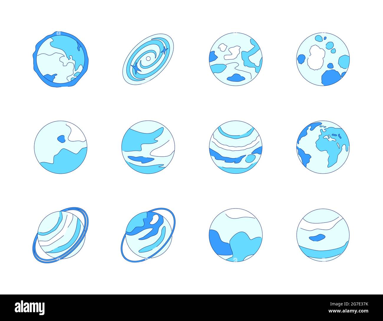 Solar system planets - modern isometric icons set on white background ...