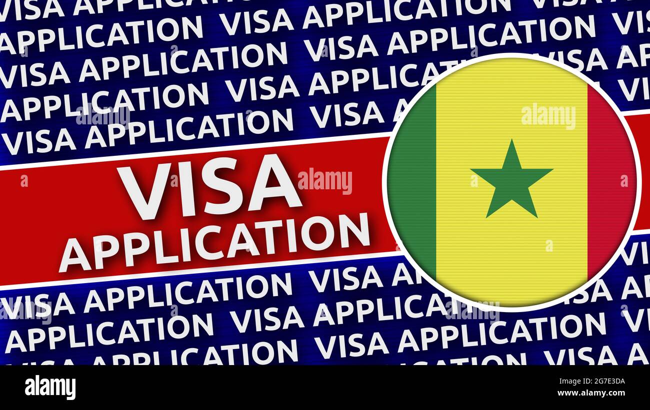 Senegal Circular Flag with Visa Application Titles - 3D Illustration ...