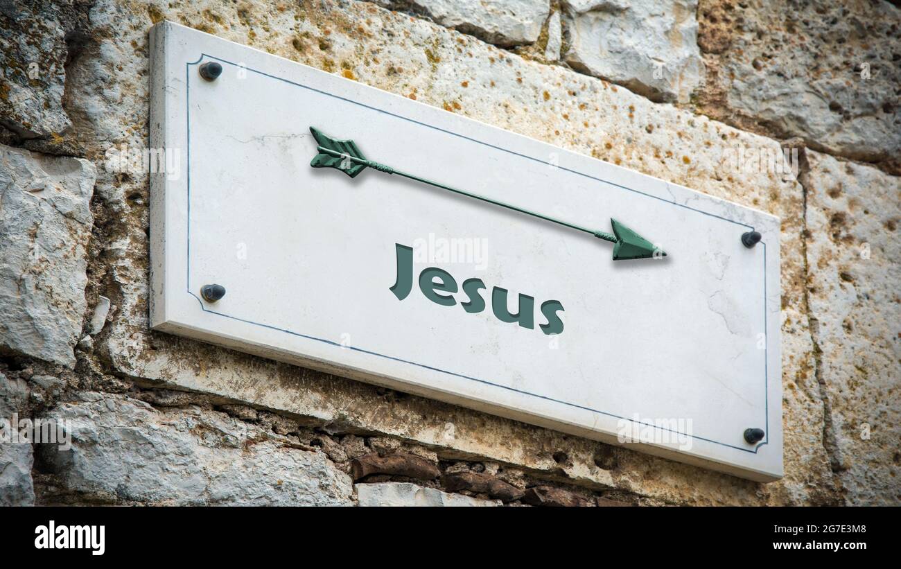 Street Sign the Direction Way to Jesus Stock Photo - Alamy