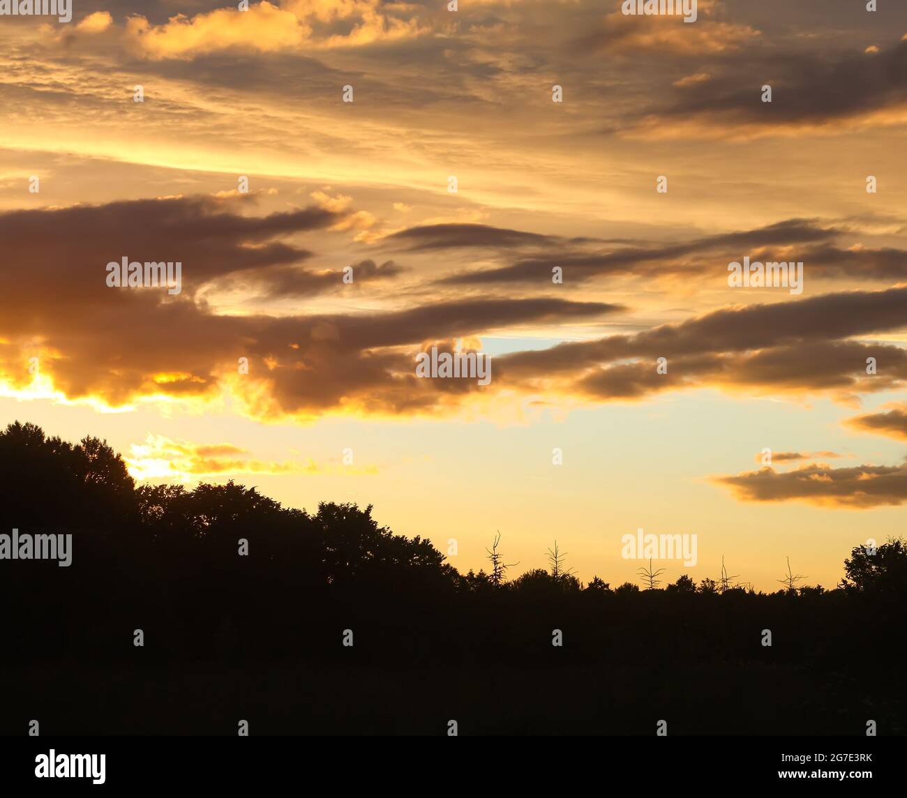 Sunset sky background. Beautiful summer landscape in countryside Stock ...