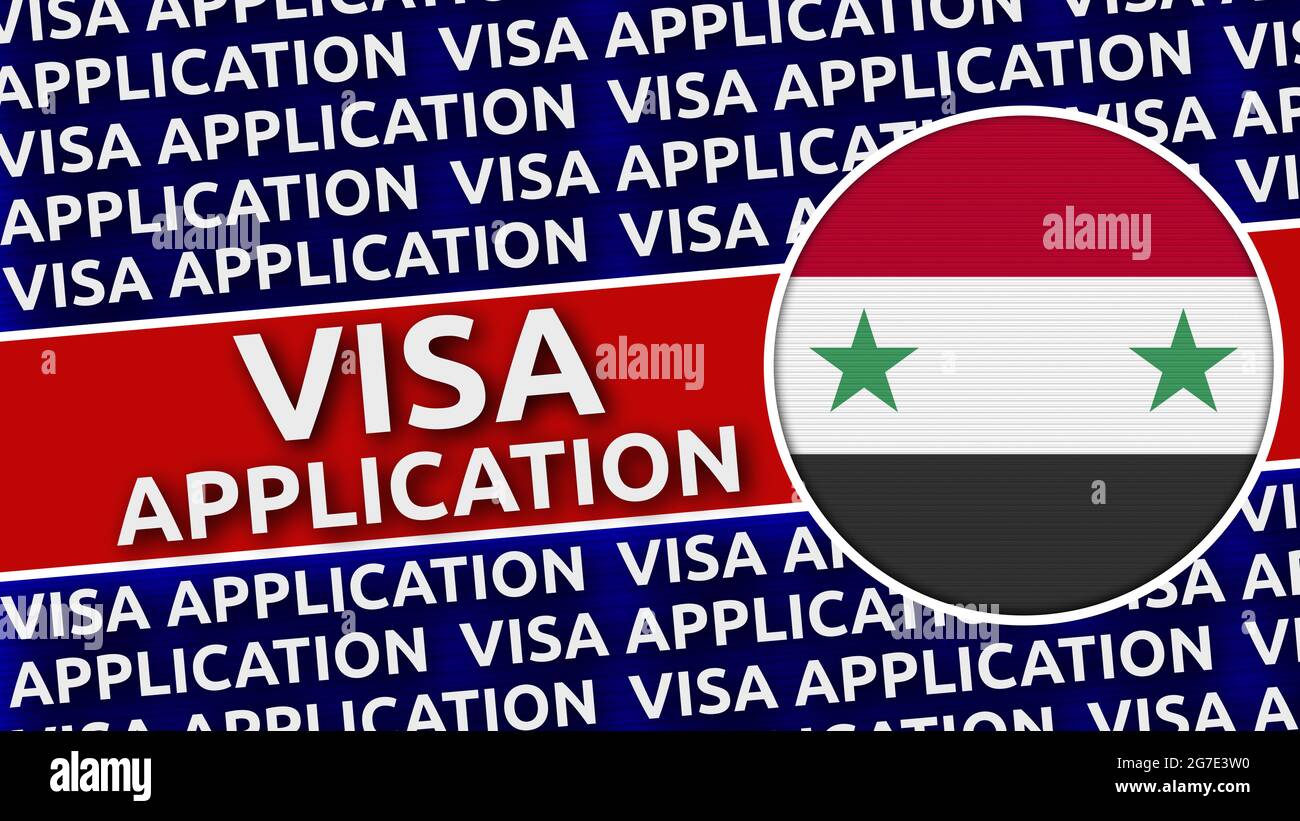 Syria Circular Flag with Visa Application Titles - 3D Illustration ...