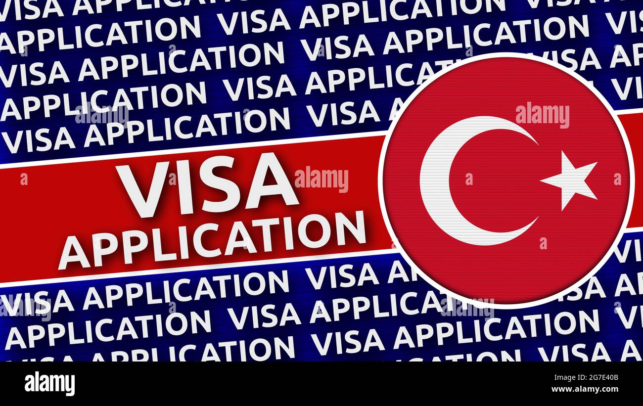 Turkey Circular Flag with Visa Application Titles - 3D Illustration ...