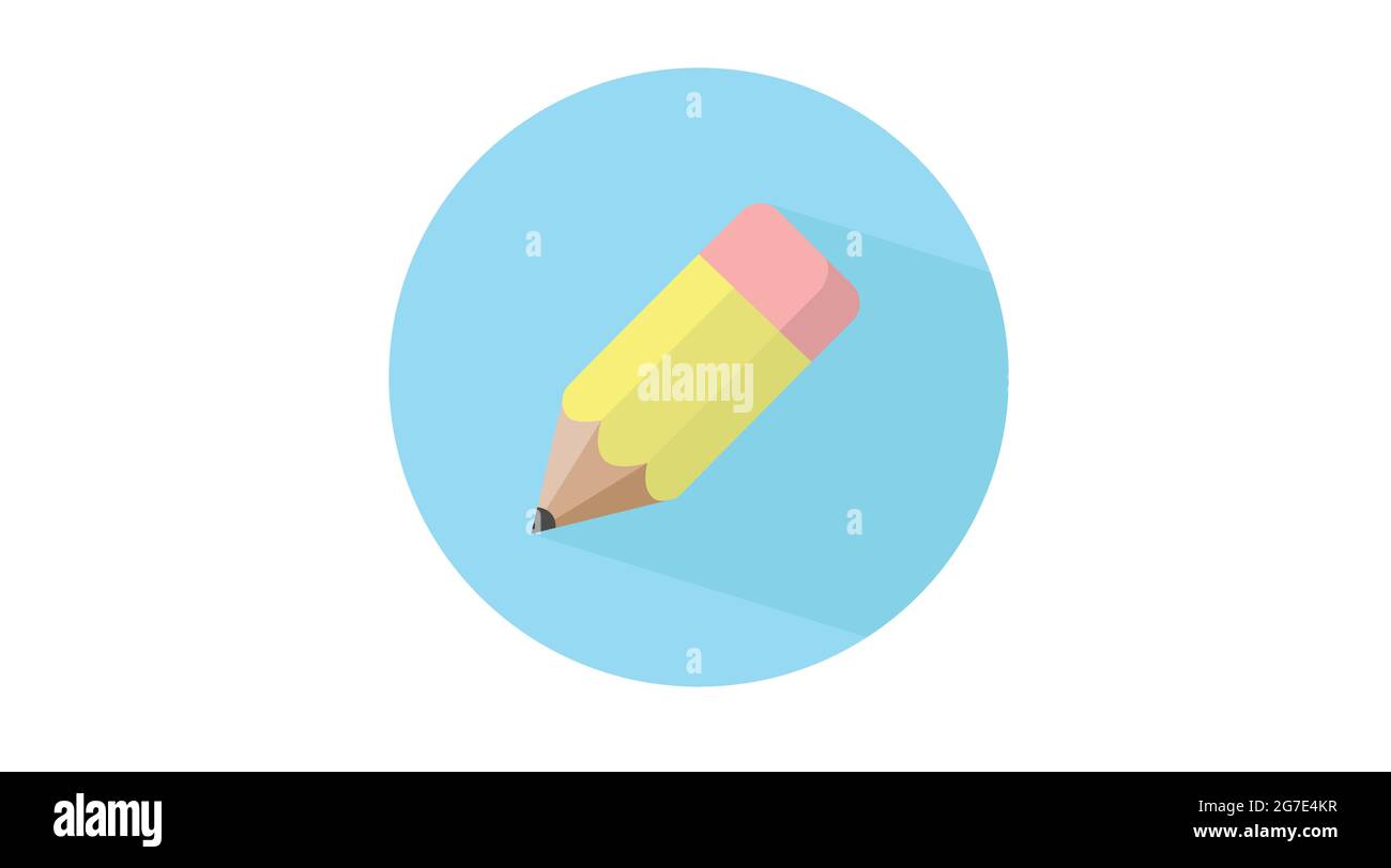 Pencil Icon. Blue rounded editable flat pencil illustration Stock ...