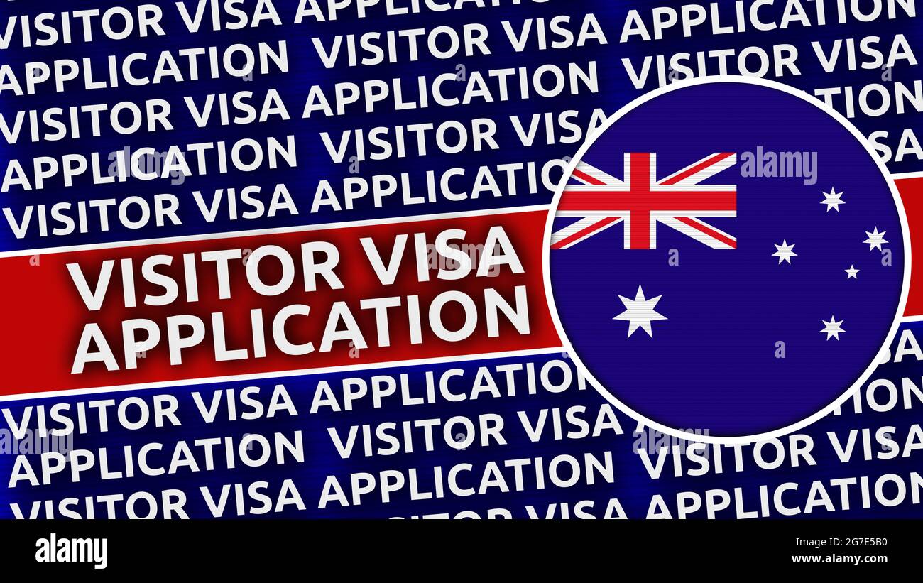 Australia Circular Flag with Visitor Visa Application Titles - 3D ...