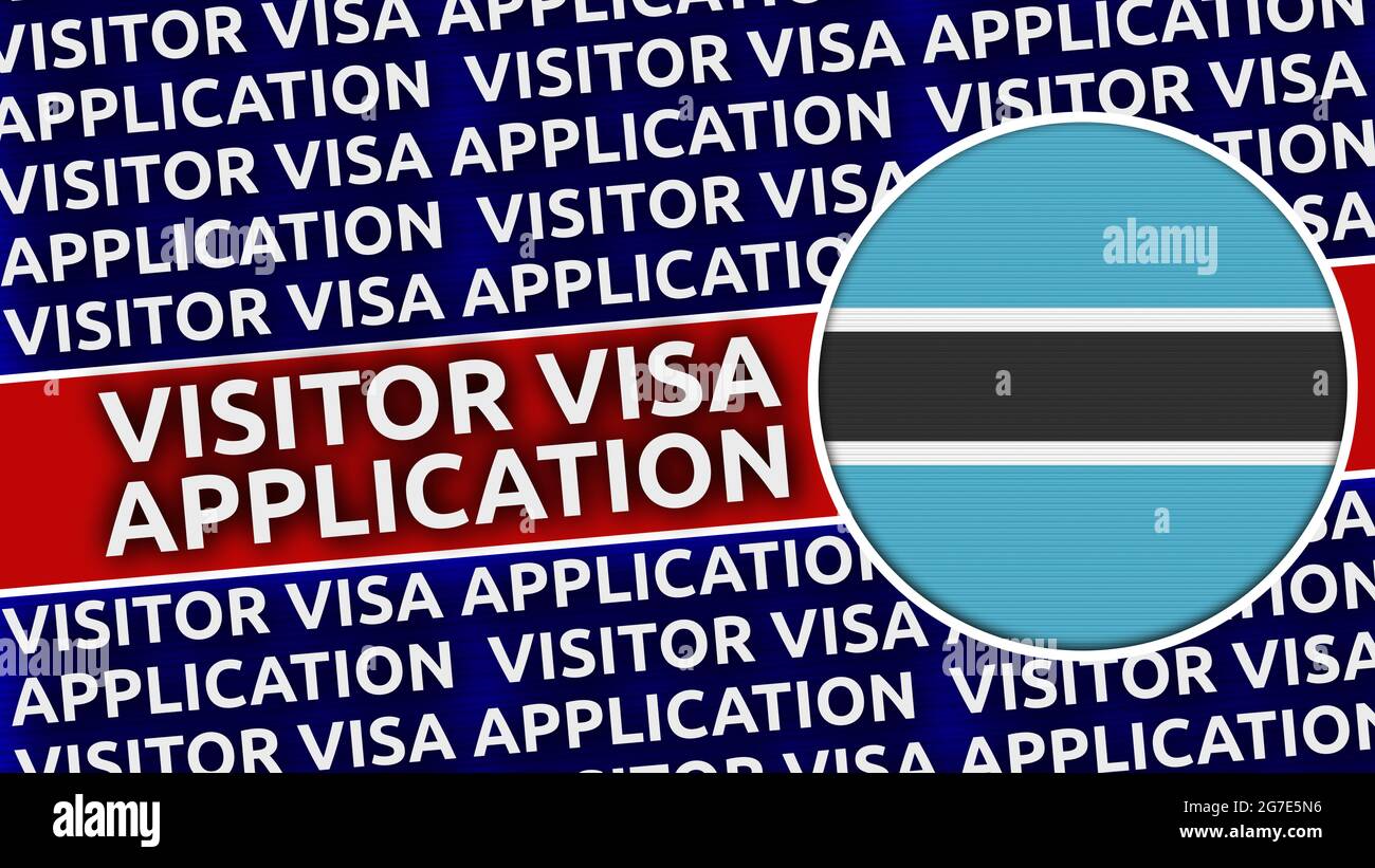 Botswana Circular Flag with Visitor Visa Application Titles - 3D ...