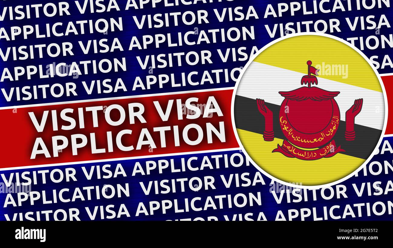 Brunei Circular Flag with Visitor Visa Application Titles - 3D ...