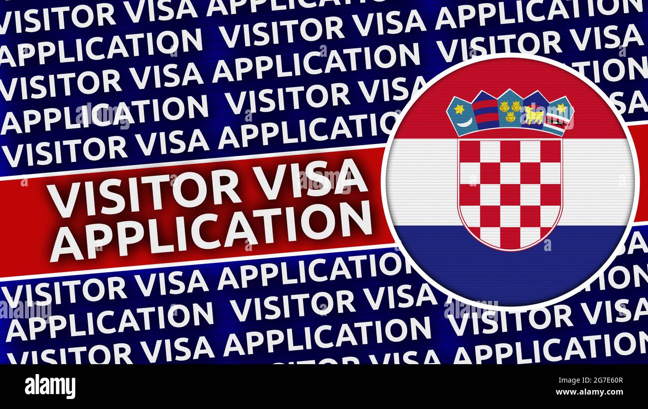 Croatia Circular Flag with Visitor Visa Application Titles - 3D ...
