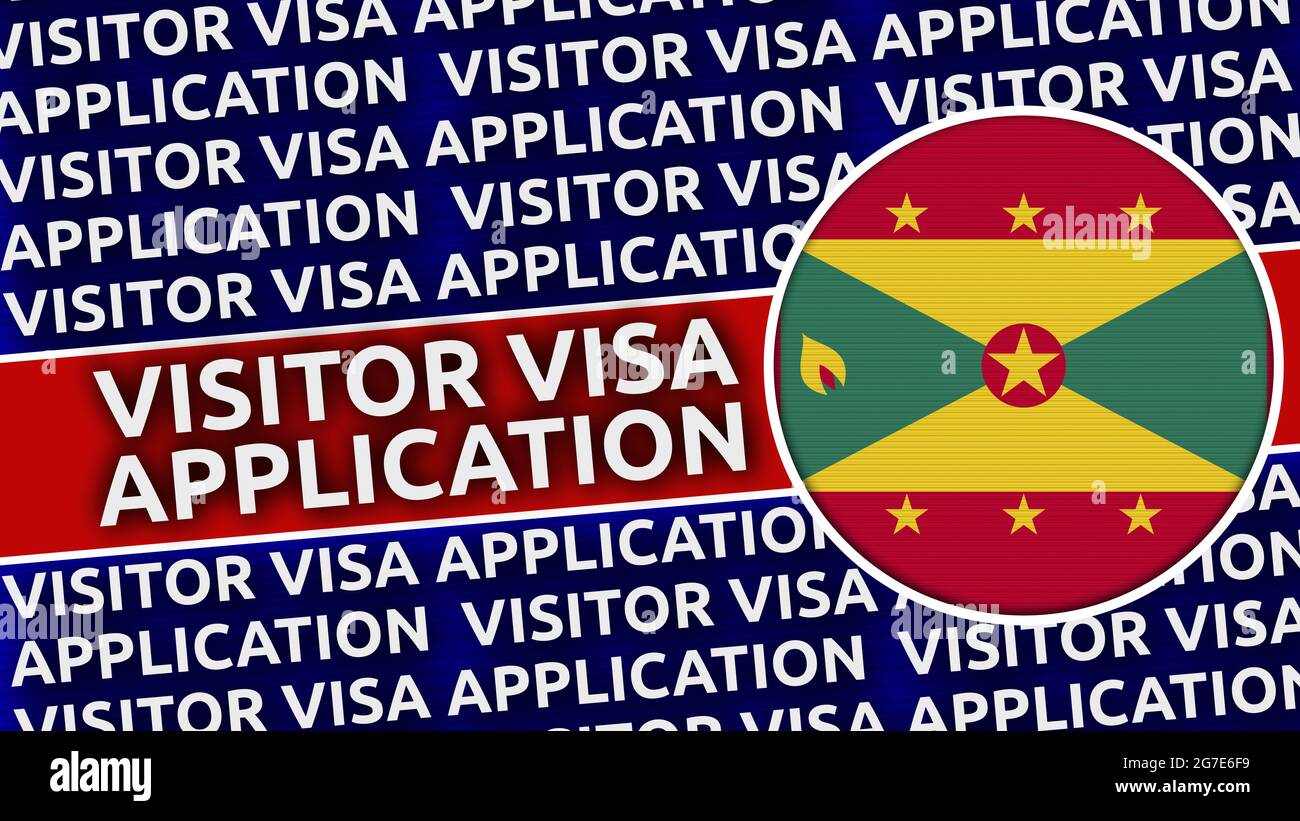 Grenada Circular Flag with Visitor Visa Application Titles - 3D ...