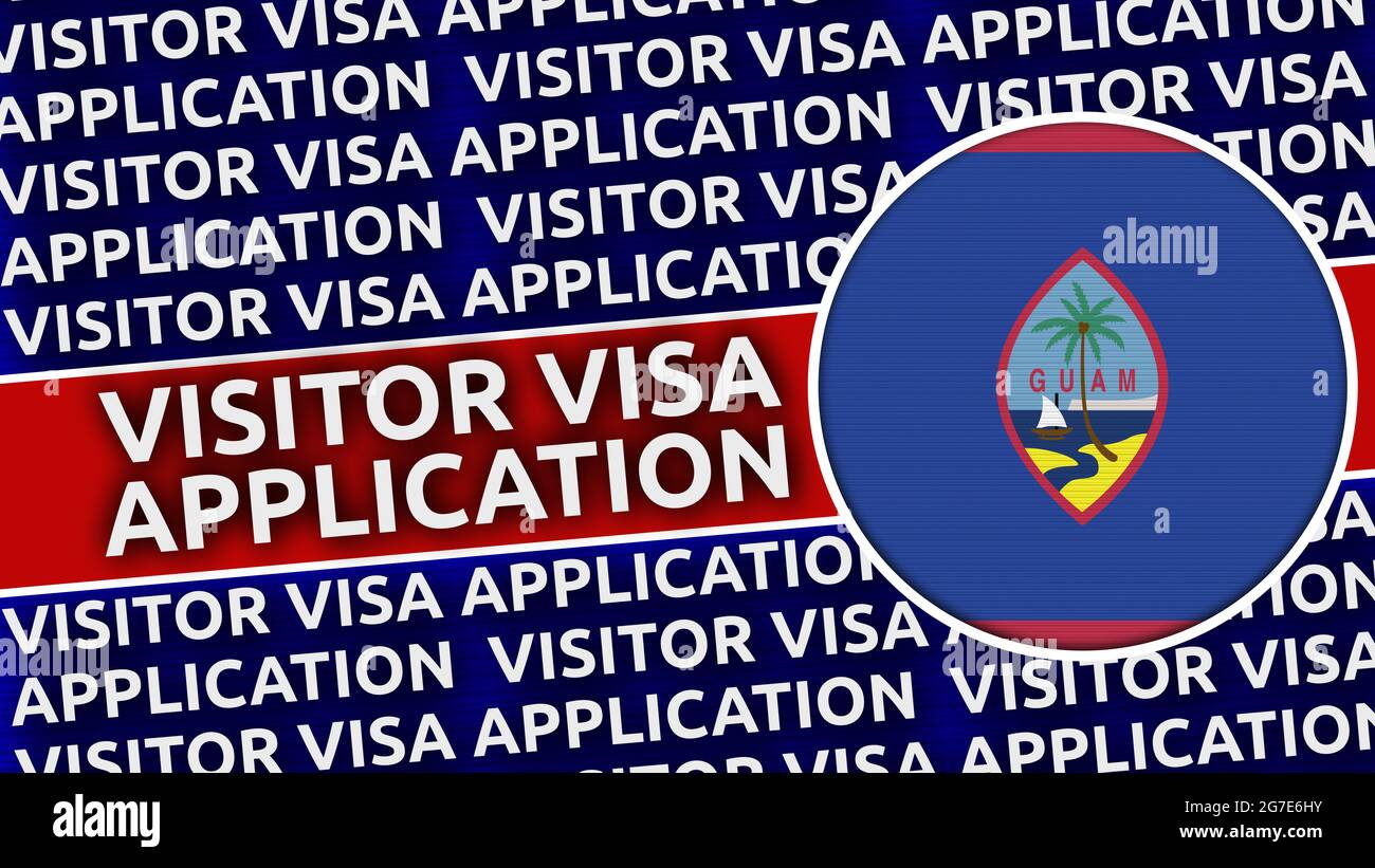 Guam Circular Flag with Visitor Visa Application Titles - 3D ...