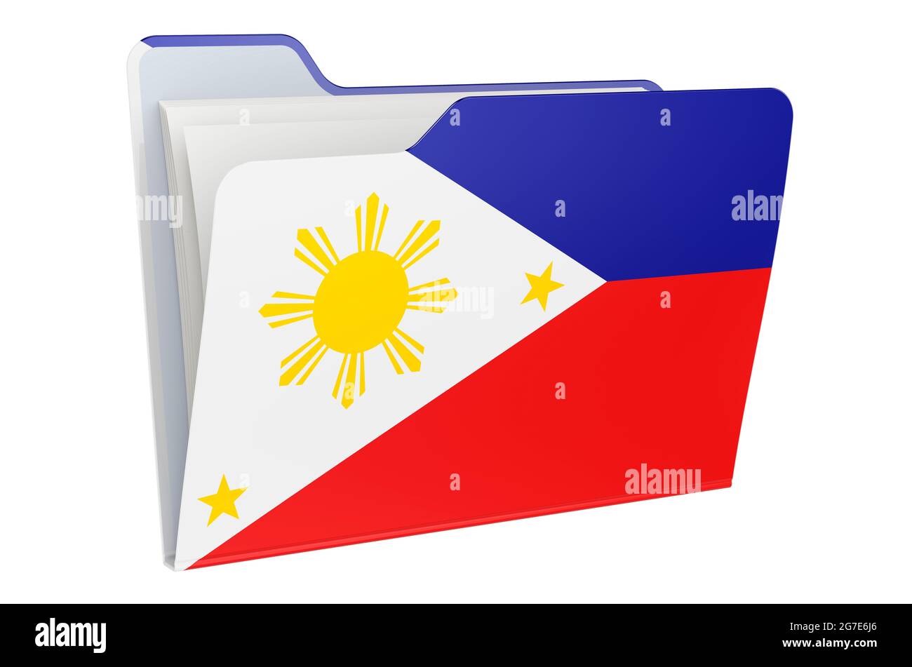 Computer folder icon with Filipino flag. 3D rendering isolated on white ...