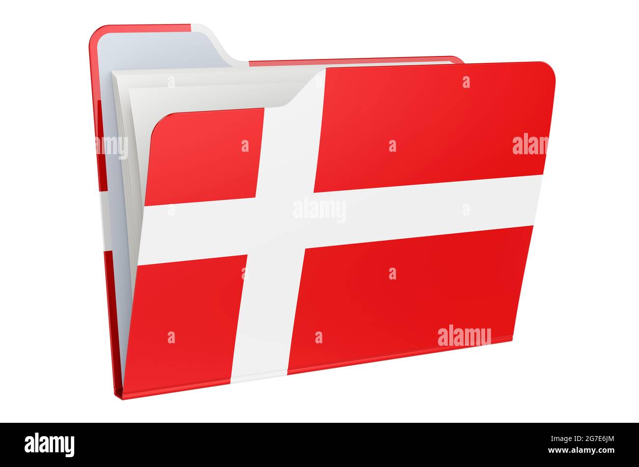 Computer folder icon with Danish flag. 3D rendering isolated on white ...