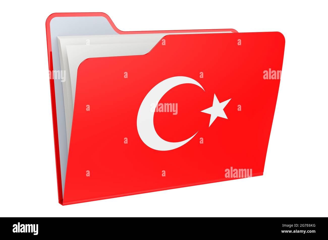 Computer folder icon with Turkish flag. 3D rendering isolated on white ...