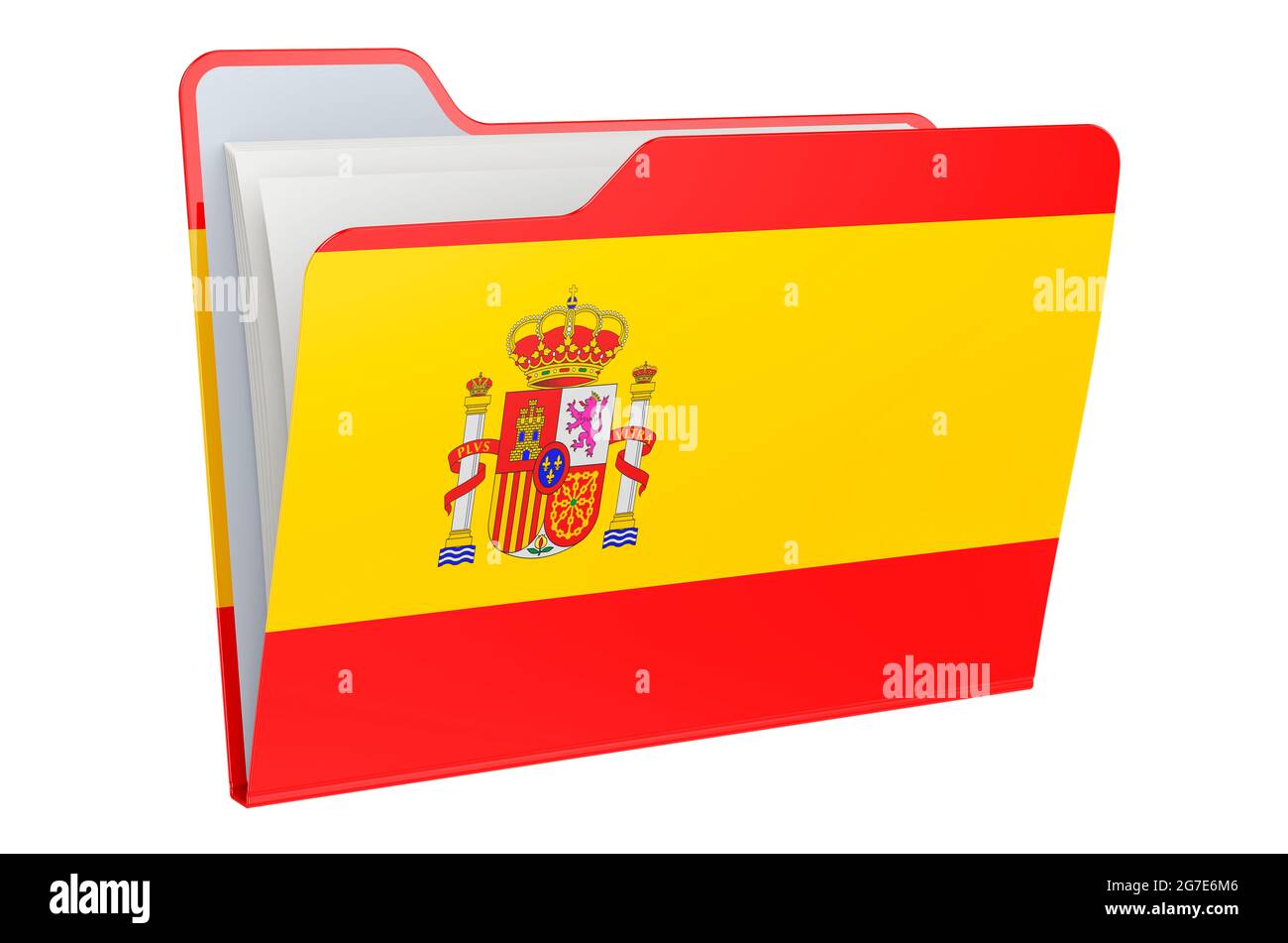Computer folder icon with Spanish flag. 3D rendering isolated on white ...