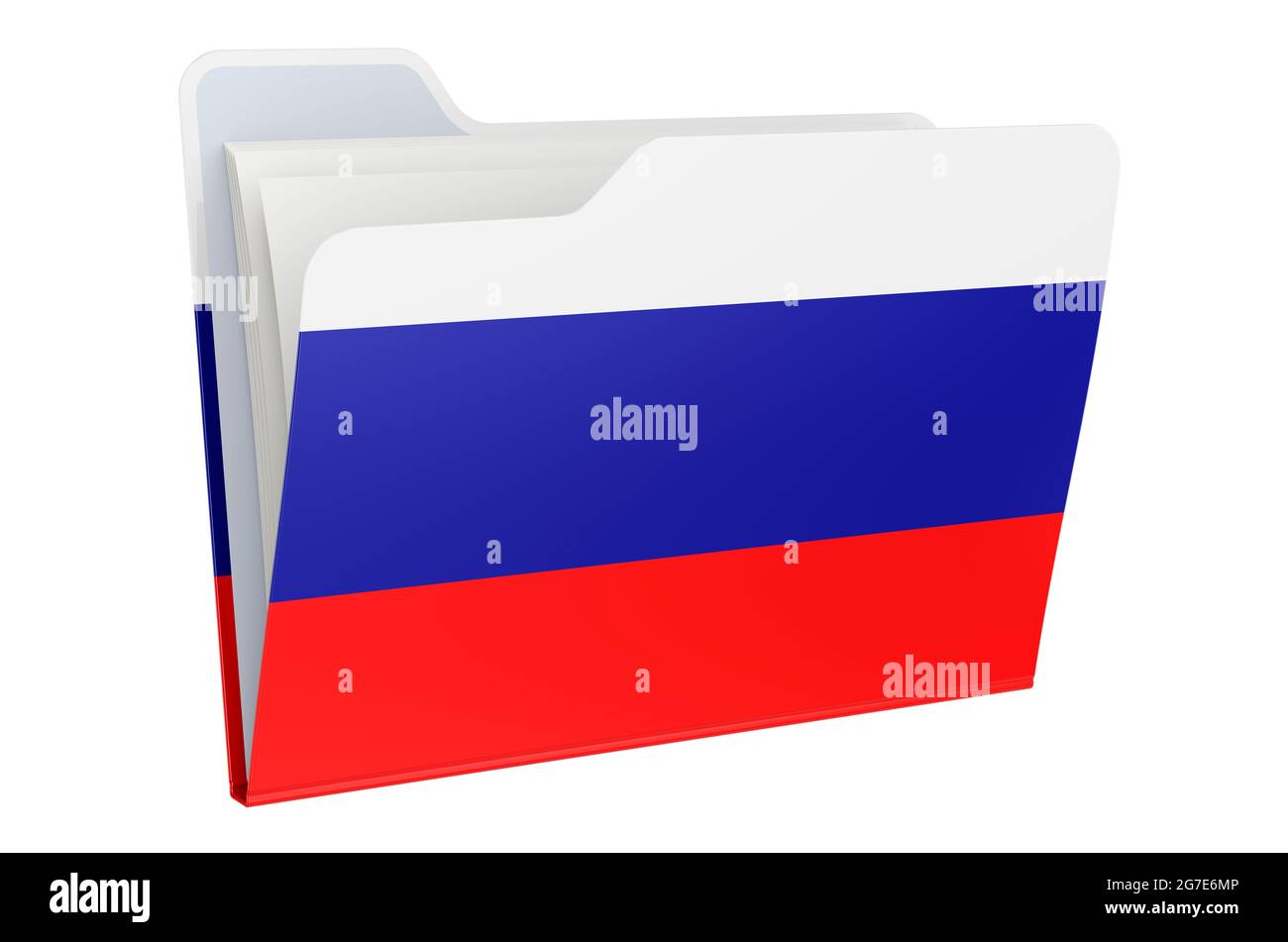 Computer folder icon with Russian flag. 3D rendering isolated on white ...