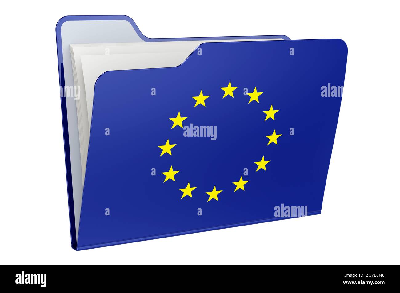 Computer folder icon with The EU flag. 3D rendering isolated on white ...