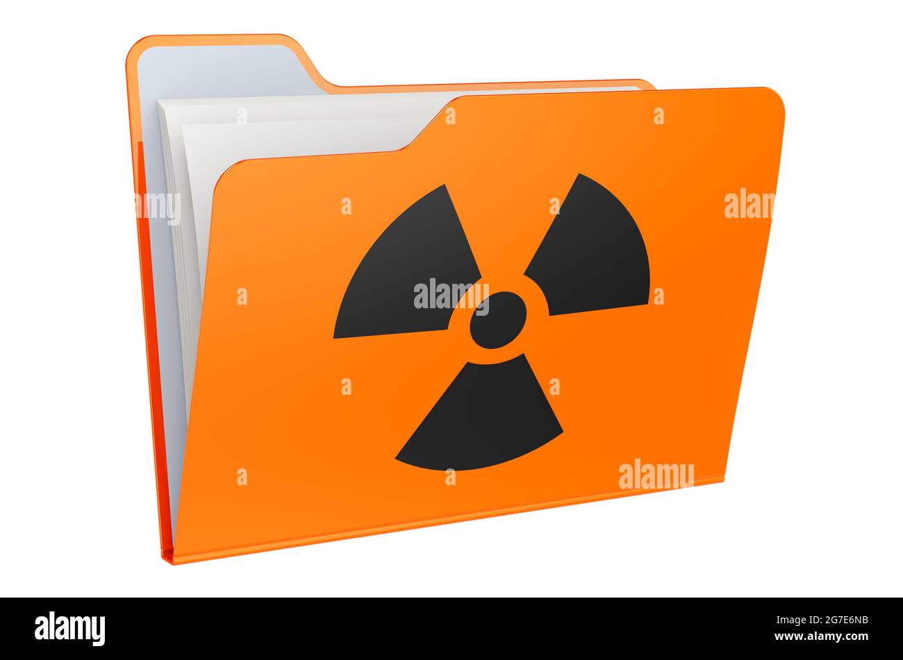 Computer folder icon with Radiation symbol. 3D rendering isolated on ...