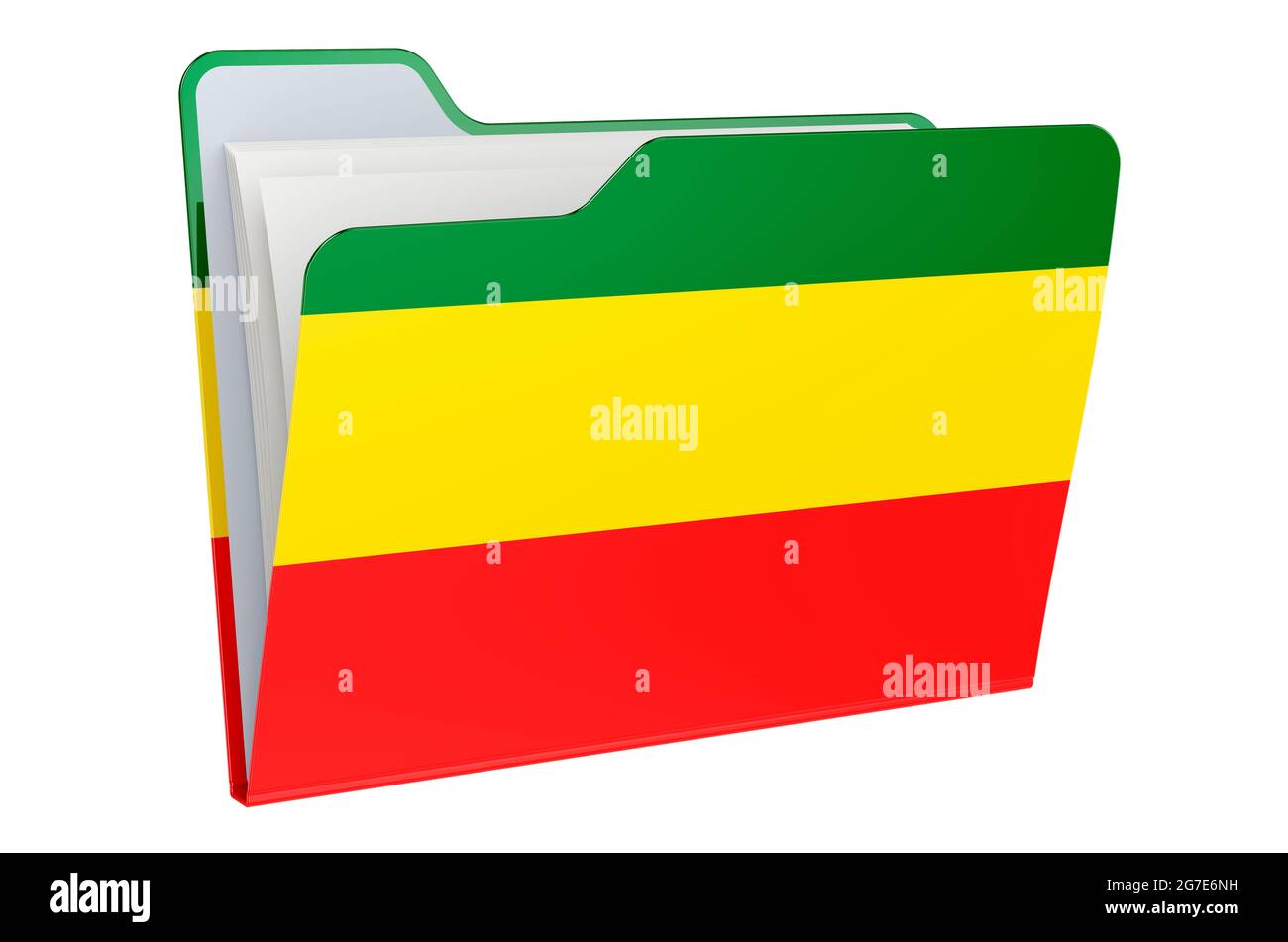 Computer folder icon with Rastafarian flag. 3D rendering isolated on ...