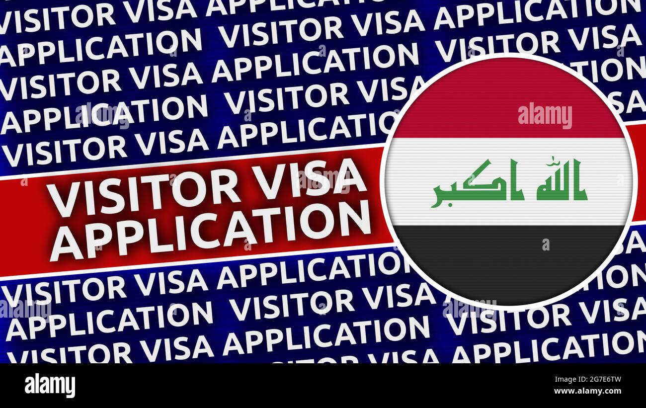 Iraq Circular Flag with Visitor Visa Application Titles - 3D ...