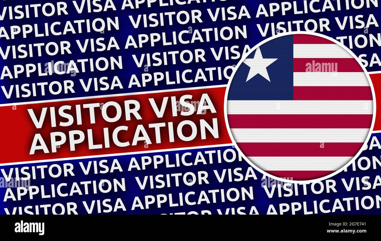 Liberia Circular Flag with Visitor Visa Application Titles - 3D ...