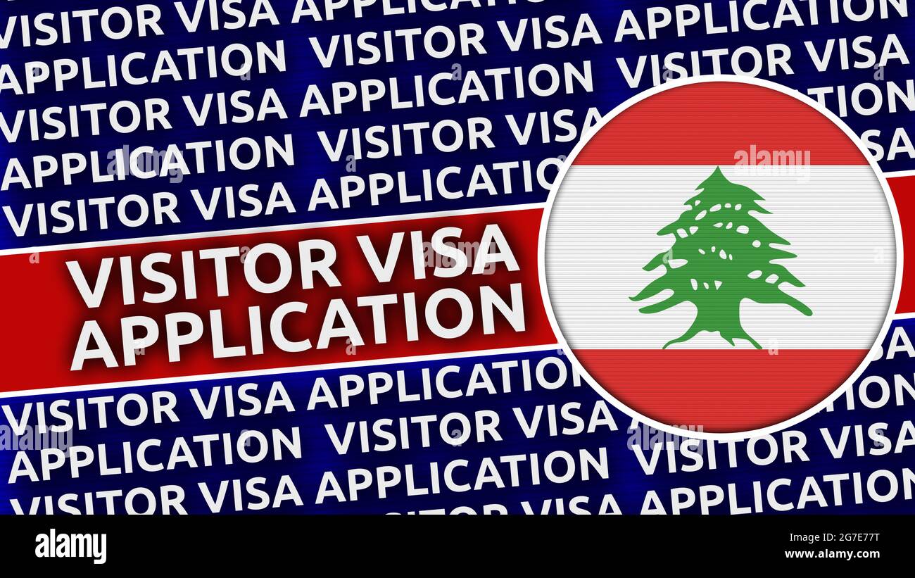 Lebanon Circular Flag with Visitor Visa Application Titles - 3D ...