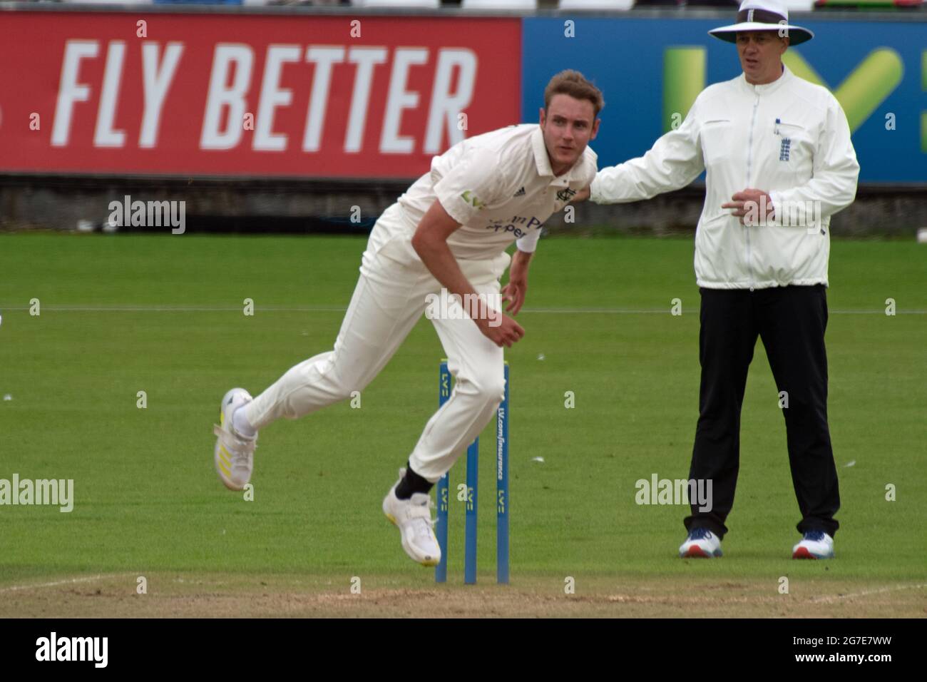 Chester le Street, England, 13 July 2021. Umpire Neil Pratt signalling ...