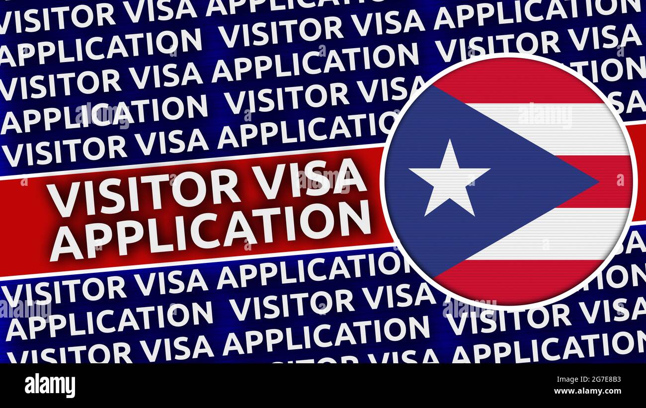 Puerto Rico Circular Flag with Visitor Visa Application Titles - 3D ...
