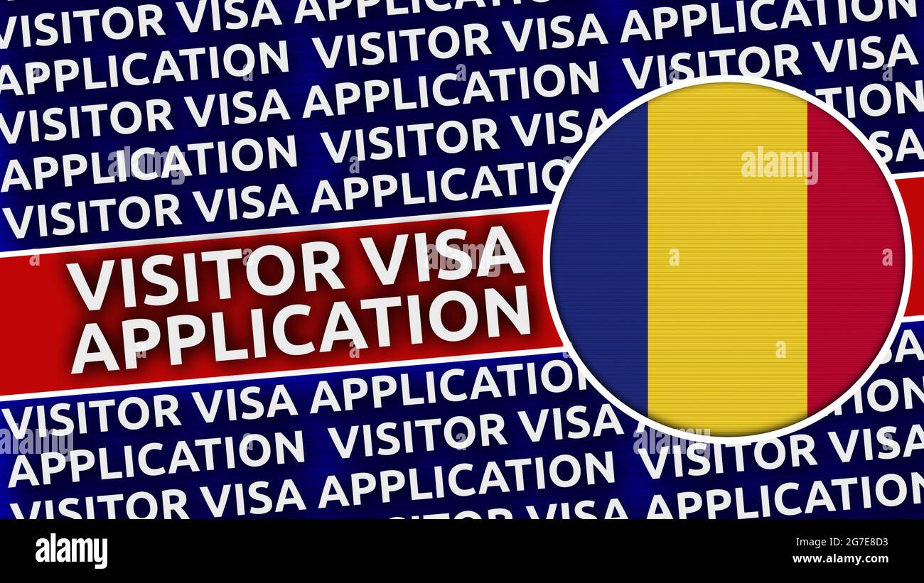 Romania Circular Flag with Visitor Visa Application Titles - 3D ...