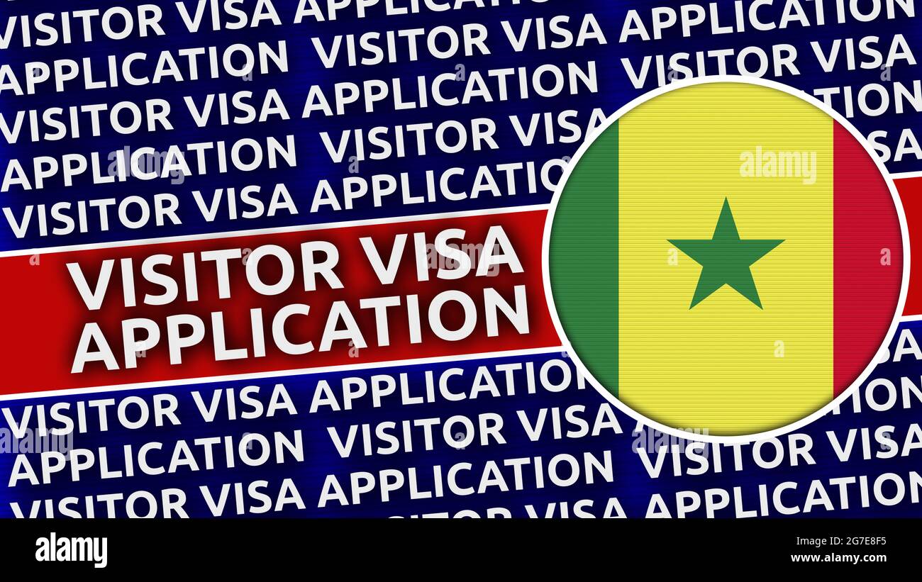 Senegal Circular Flag with Visitor Visa Application Titles - 3D ...