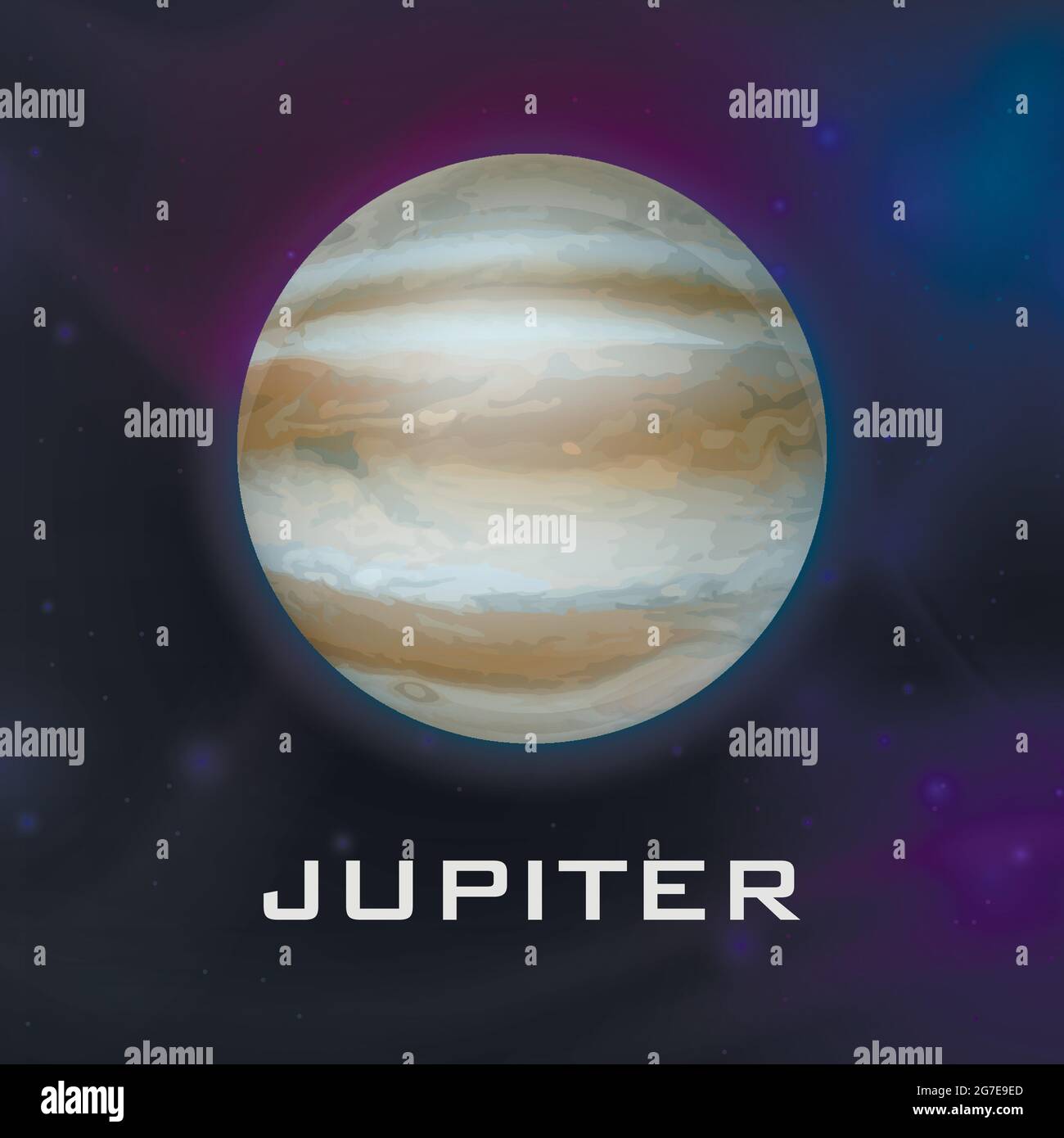 Planet Jupiter. Vector 3d Realistic Space Planet in Space Starry Sky ...