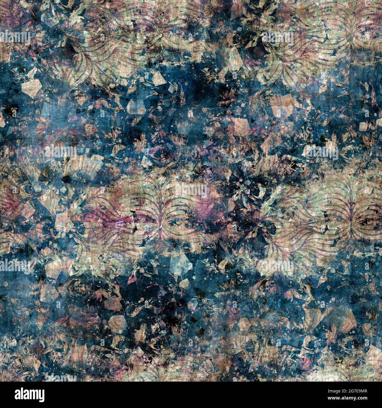 Seamless elegant mixed media pattern in navy, blue, pink, and cream ...