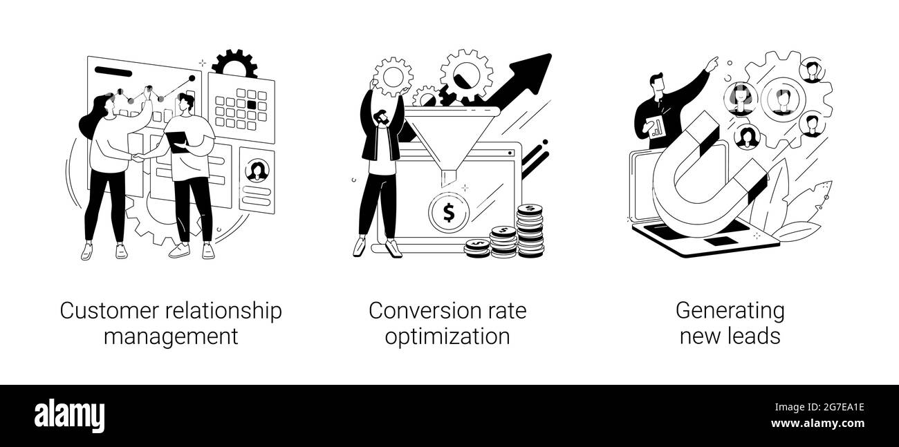 CRM lead management abstract concept vector illustrations Stock Vector ...
