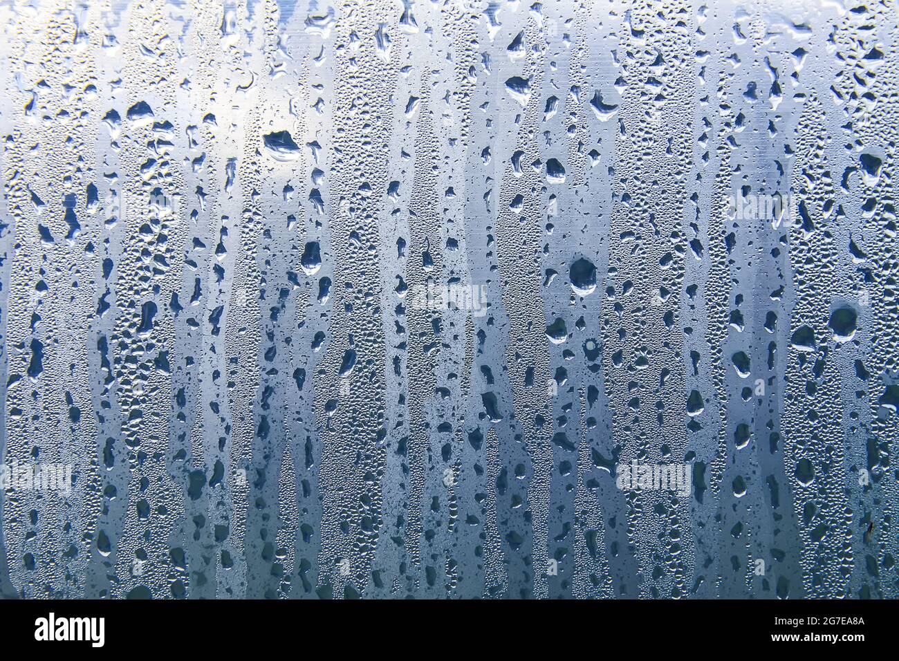 Texture of rain drops on wet transparent surface. Misted glass Stock ...