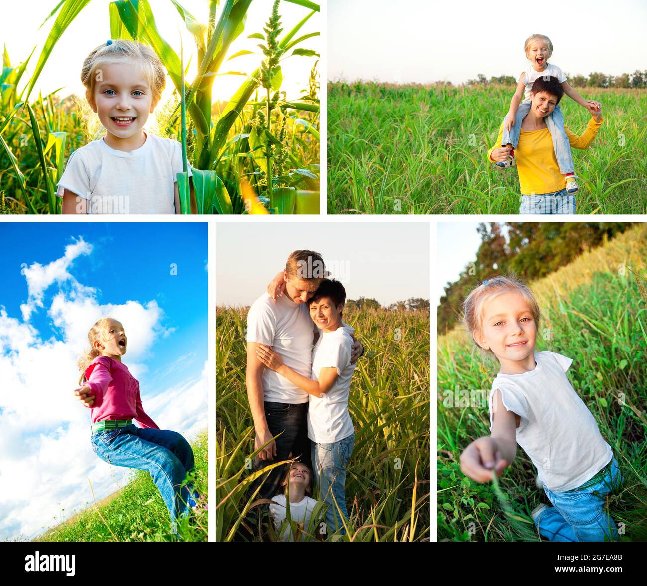 collage of happy family spending time outdoors Stock Photo - Alamy