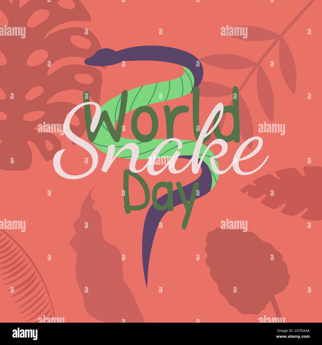 World snake day illustration. Vector hand drawn illustration with snake ...