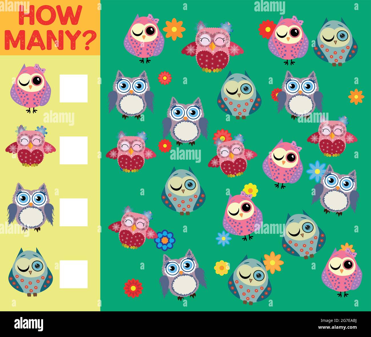 Cartoon Illustration of Educational Counting Activity Game for Children ...