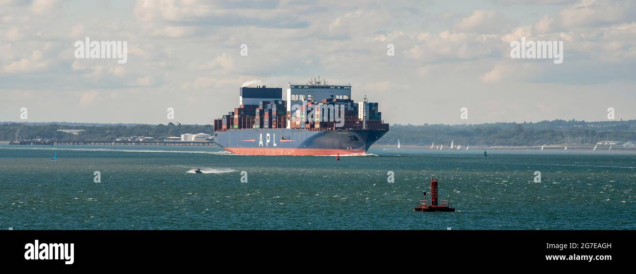 Southampton Water, England, UK. 2021. Container ship underway on ...