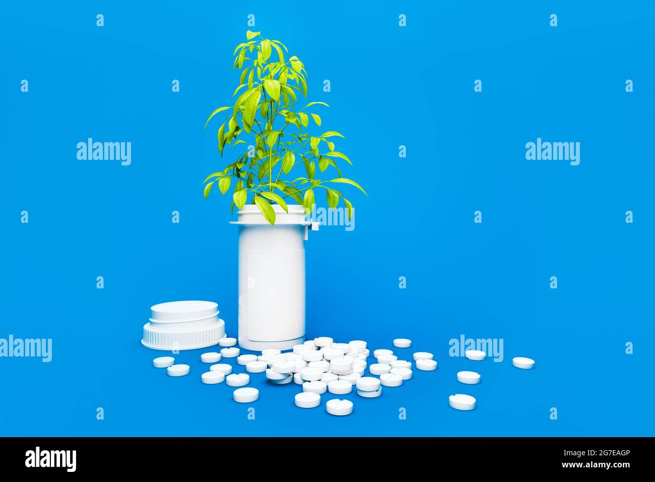 3d Rendering of drugs with growing three - concept for biotech and ...