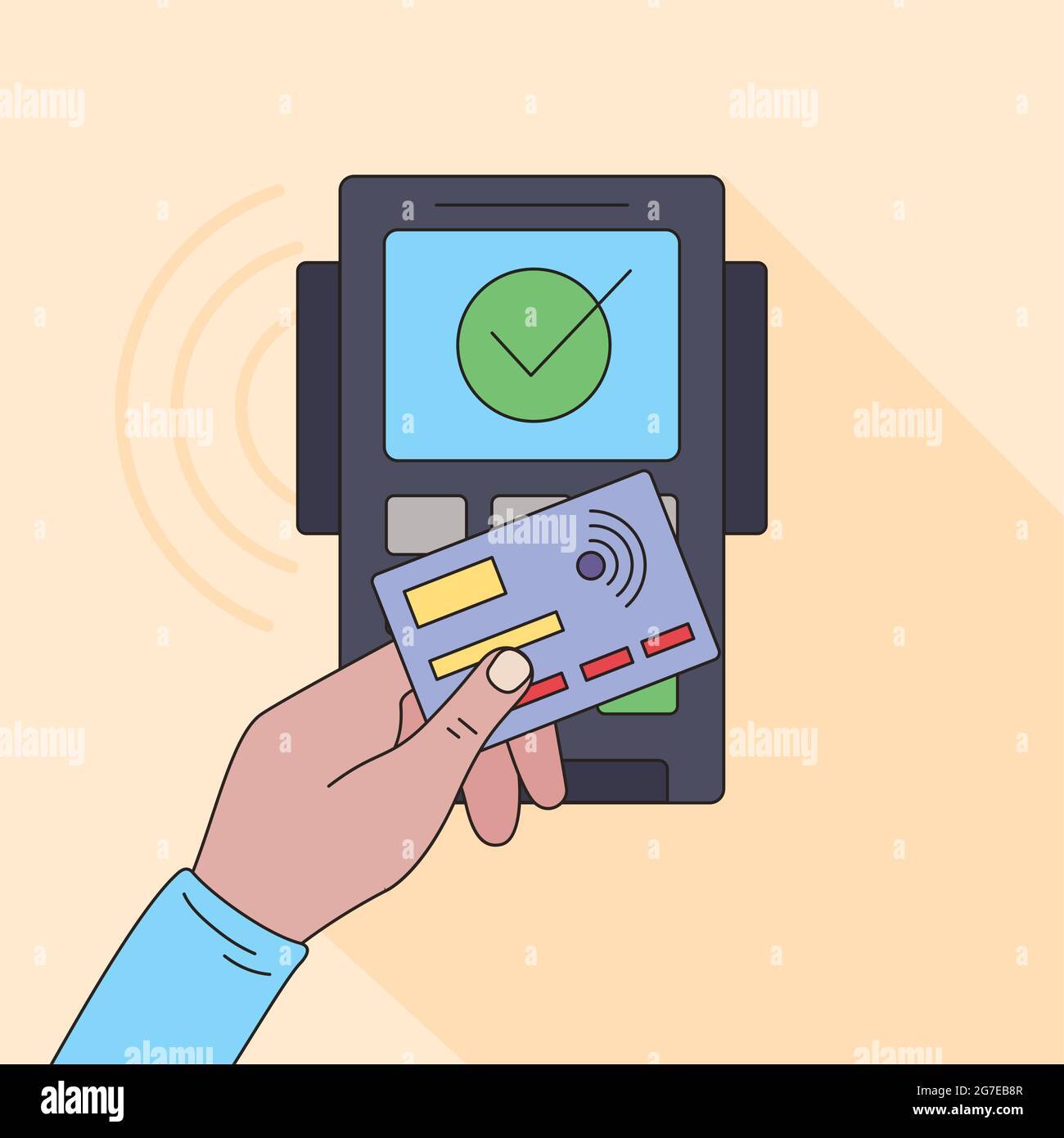 contactless payment user hand and voucher Stock Vector Image & Art - Alamy