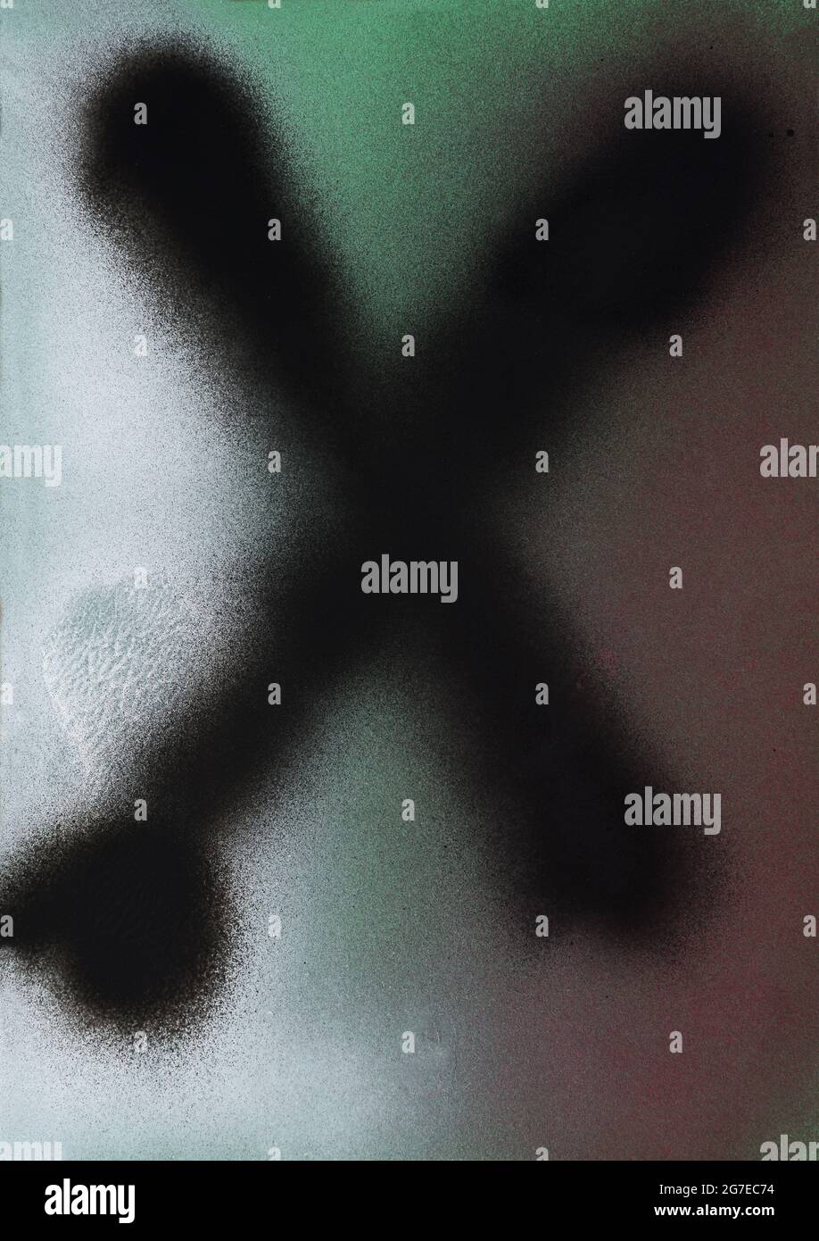 spray painted letter X on green red and red spray wallpaper background ...