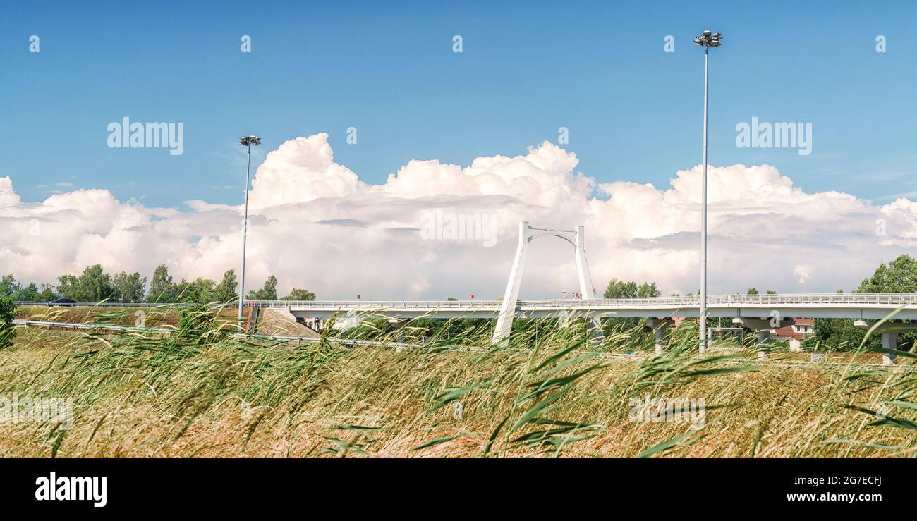 Outdoors scenic view with highway road. Large panoramic view Stock ...