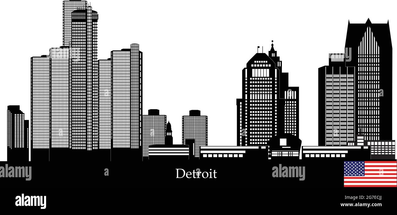 Detroit michigan skyline Stock Vector Images - Alamy