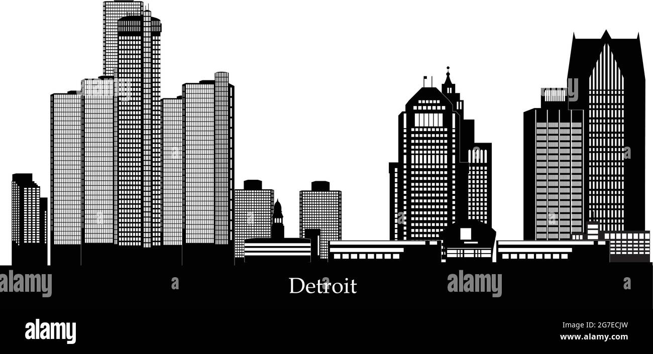 Detroit michigan city skyline silhouette hi-res stock photography and ...