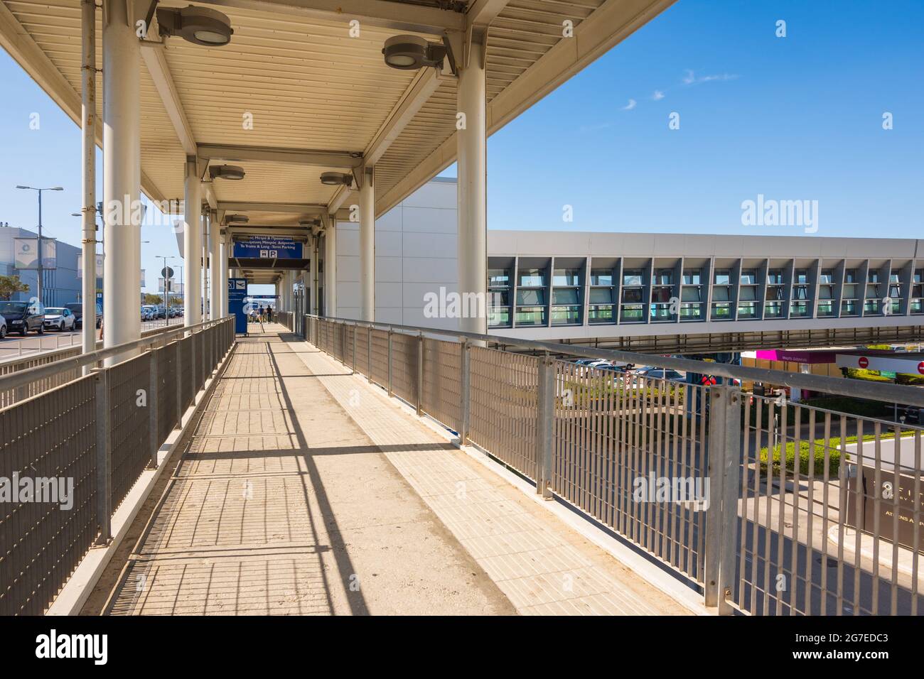 Athens, Greece - October 1, 2020: Passenger pathway to the metro and ...